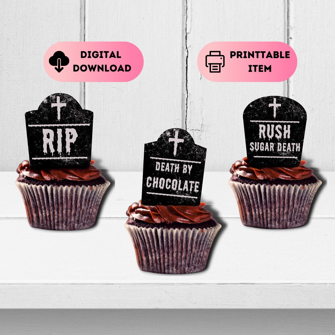 Tombstone Cupcake Topper,printable Gravestone Party Decor,halloween ...