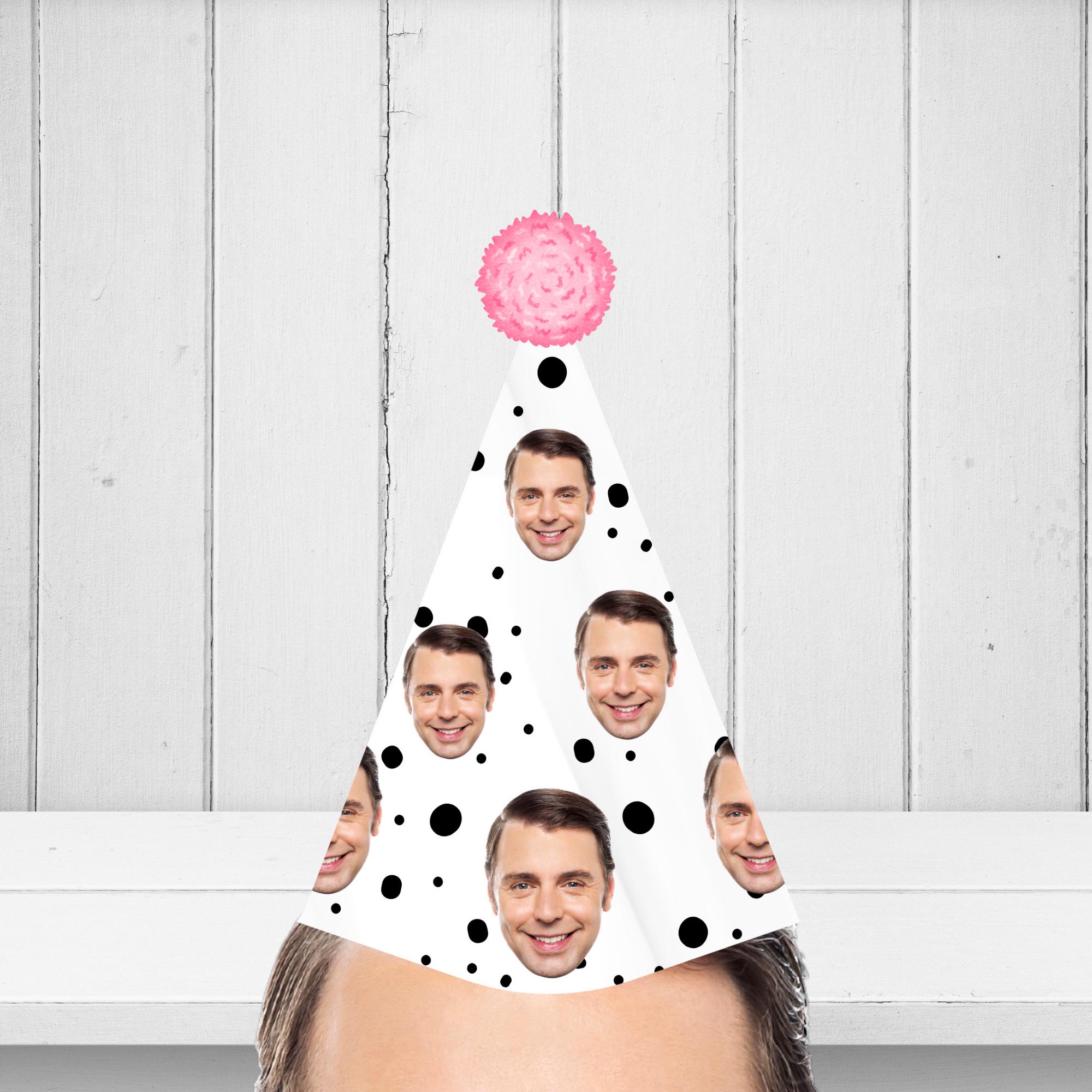 Printable Face Party Hats,personalized Polka Dots Photo Decor,custom ...