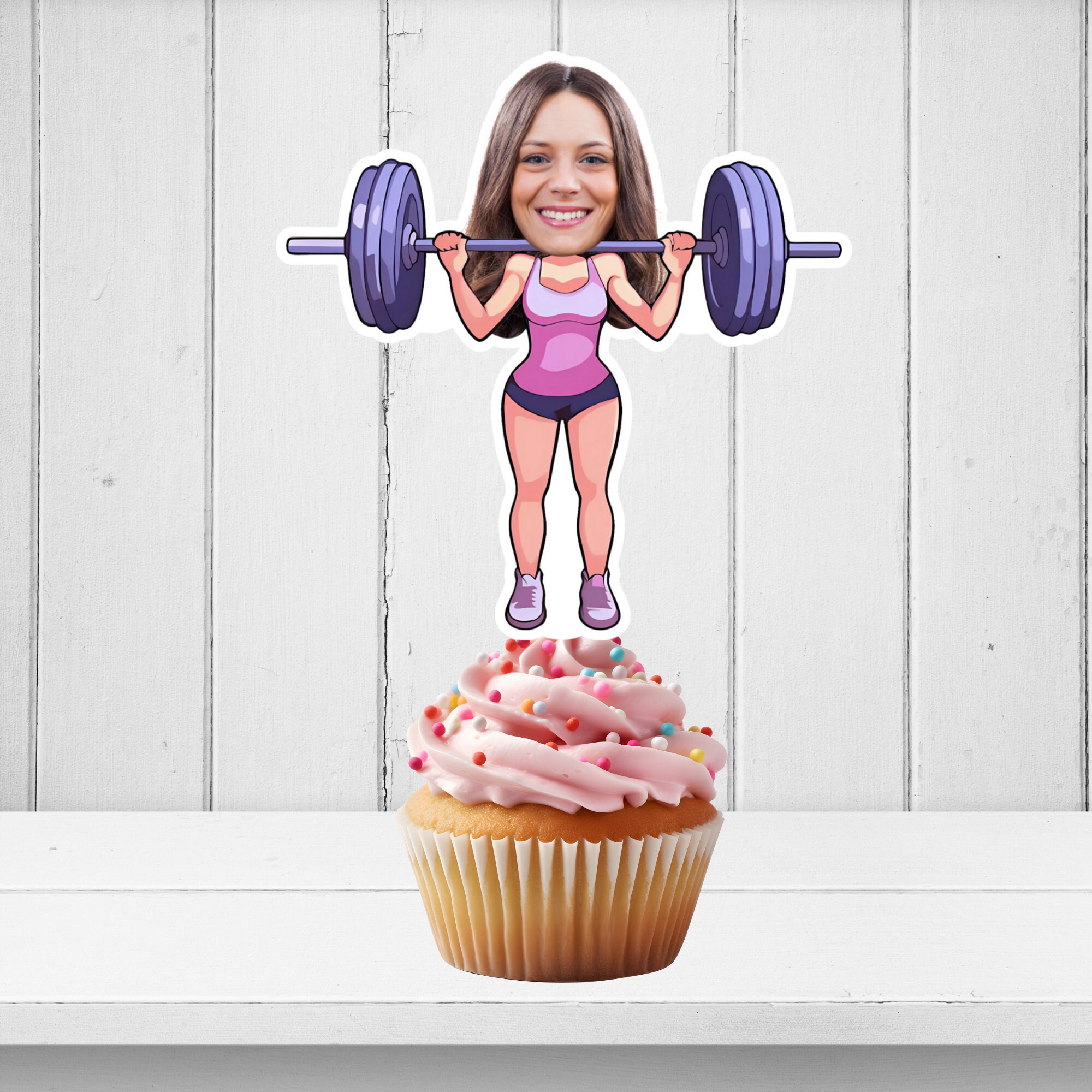 Female Powerlifting Face Cupcake Toppers,muscle Women Party Themed,gym ...