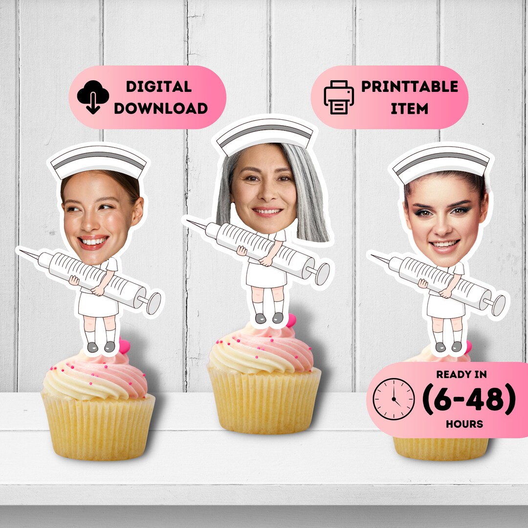Female Nurse Face Toppers,nursing School Graduate Cupcake Decal,doctor ...