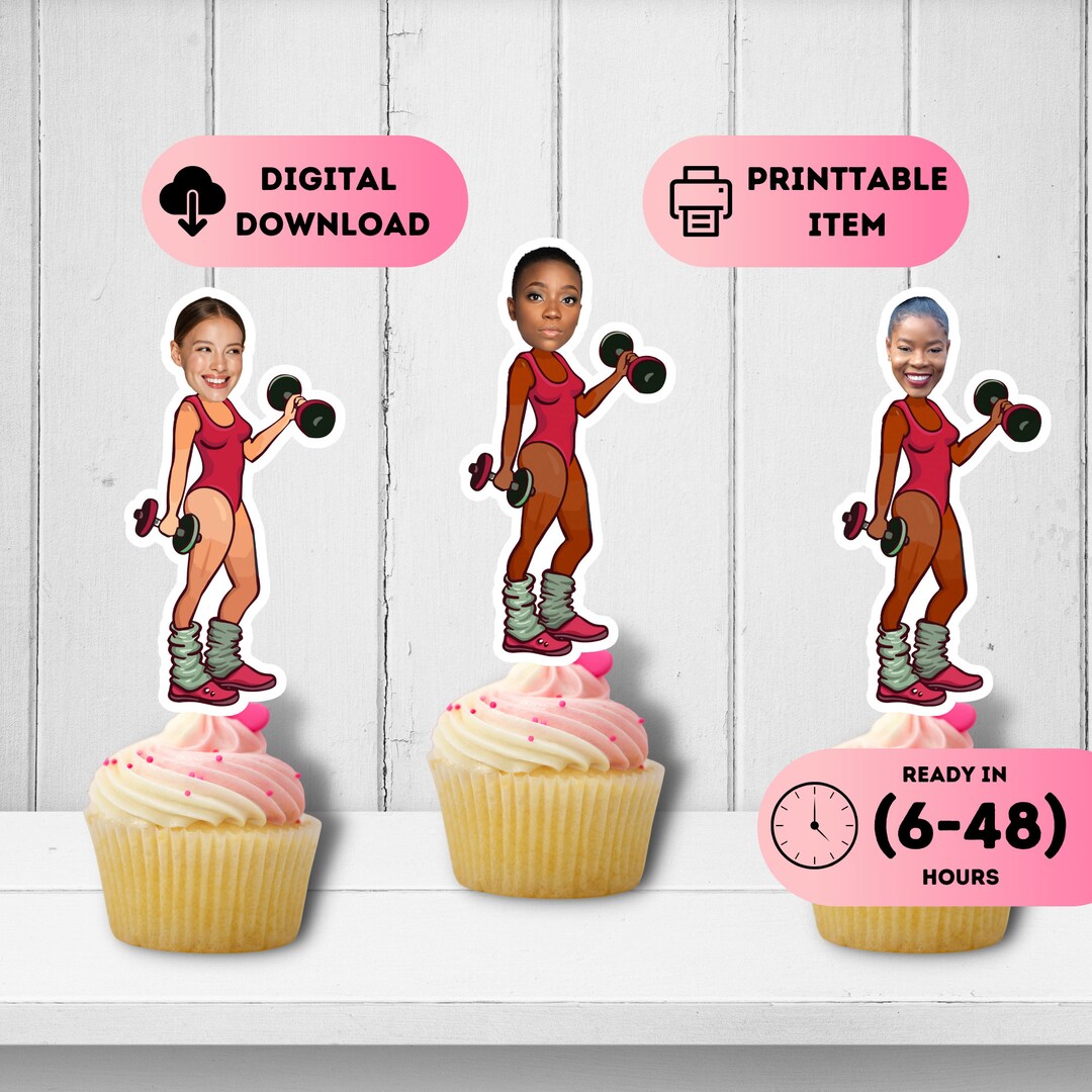Female Fitness Trainer Cake Toppers,gym Party Themed,crossfit Face ...