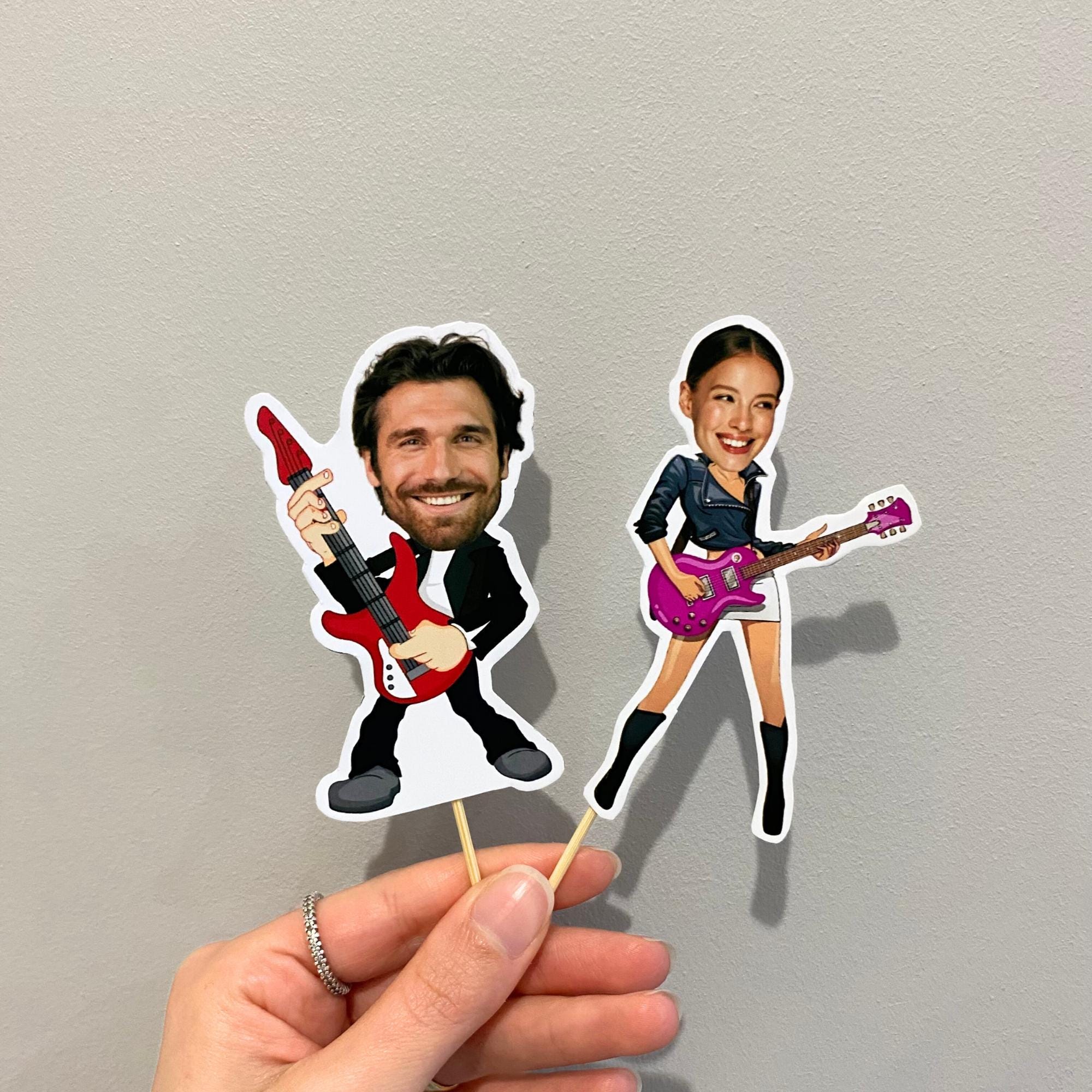 Rockstar Face Cupcake Toppers,guitars Photo Birthday Decor,custom ...
