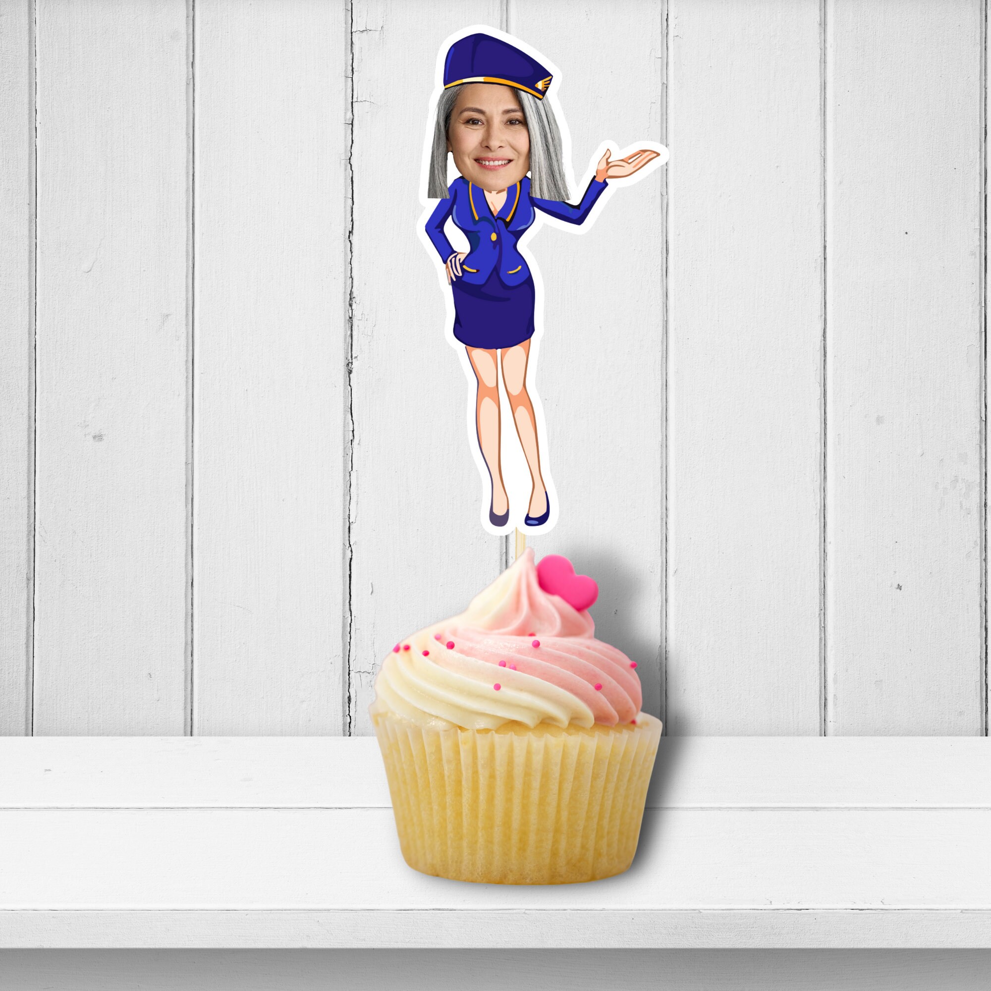 Female Pilot Face Topperairplane Cupcake Topperscustom - Etsy