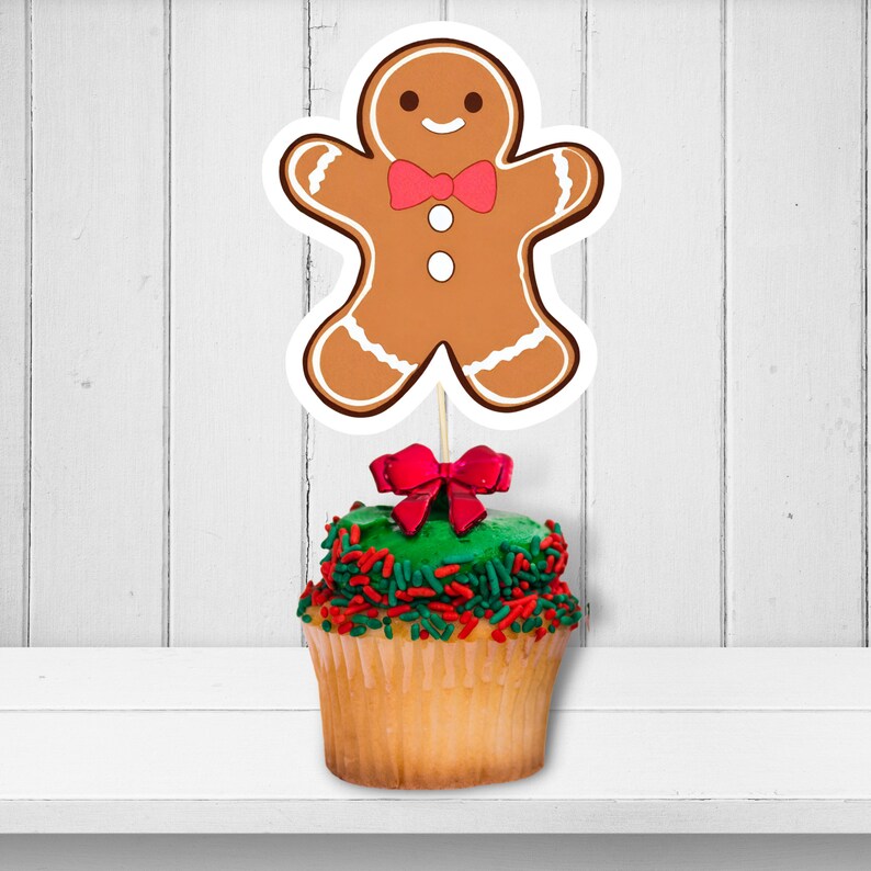 Gingerbread Man Cupcake Toppers,christmas Cake Decal,winter Party Theme ...