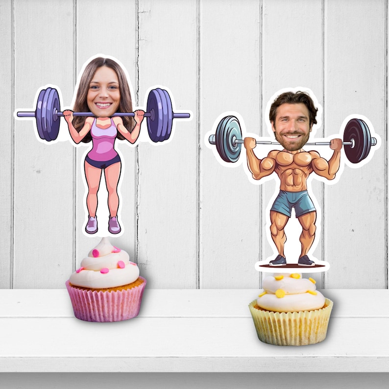 Weightlifter Face Toppers,muscle Man Photo Cupcake Decal,woman ...