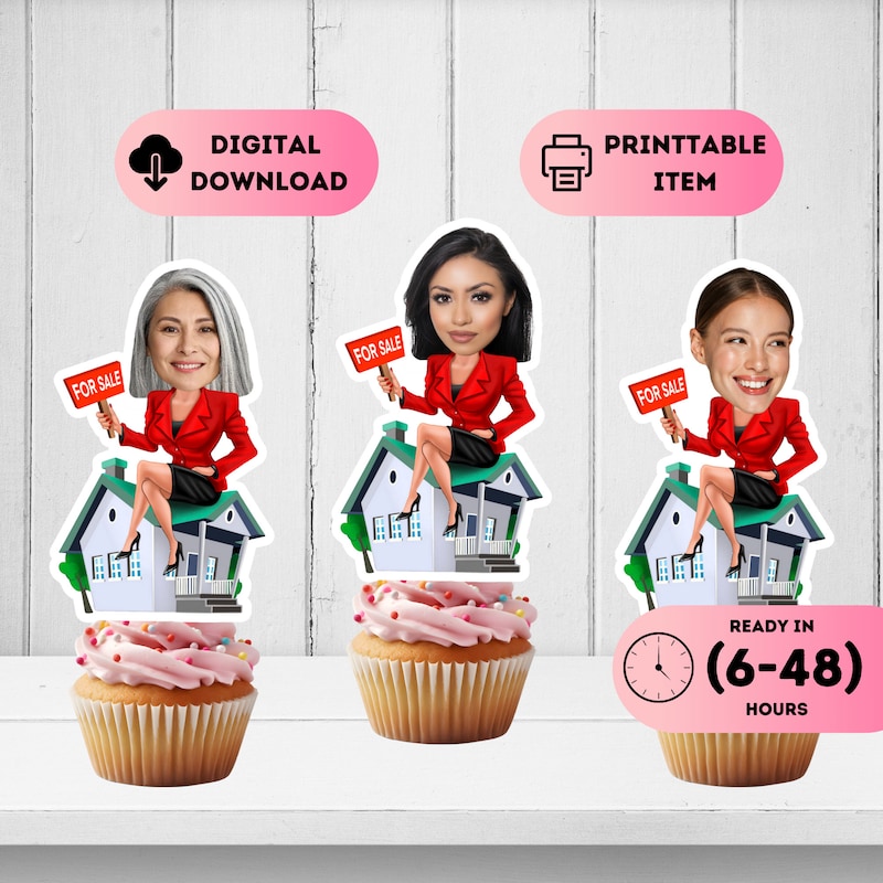 Cupcake Toppers Realtor - Etsy