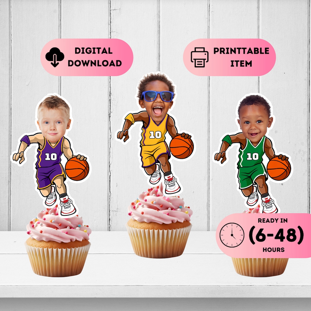 Custom Basketball Player Cupcake Toppers,basketball Jersey Face Cake ...