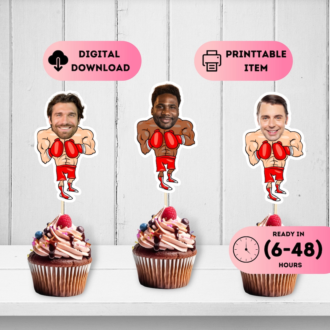 Custom Boxing Face Toppers,boxer Birthday Themed,fighting Party Photo ...