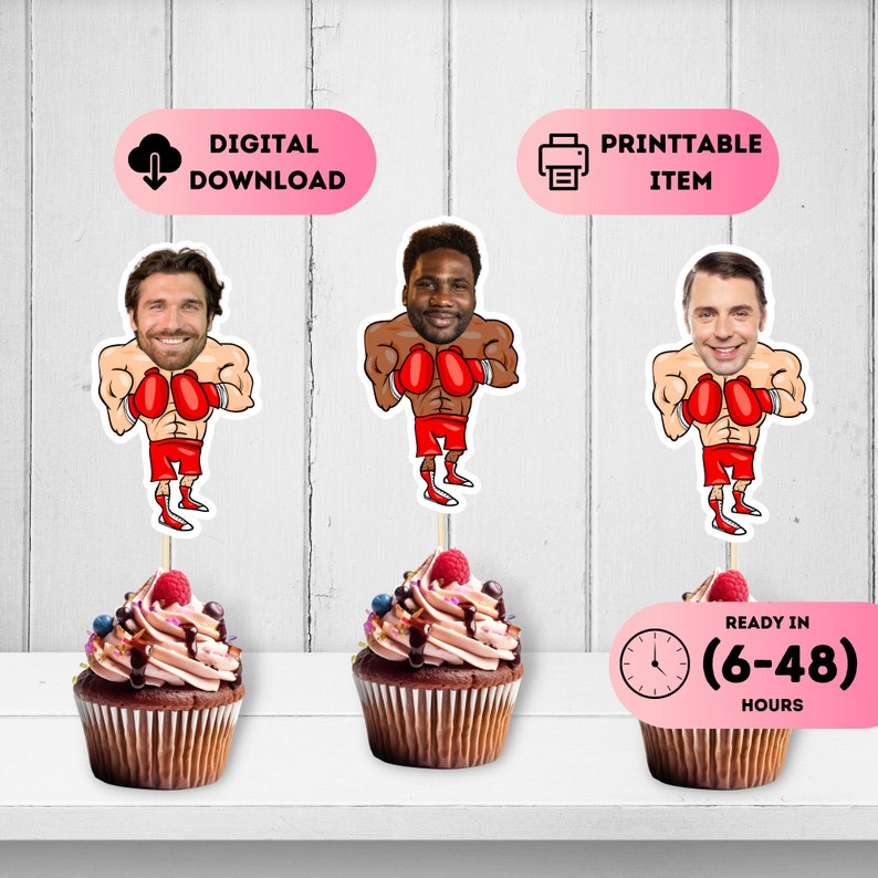 Custom Boxing Face Toppers,boxer Birthday Themed,fighting Party Photo ...