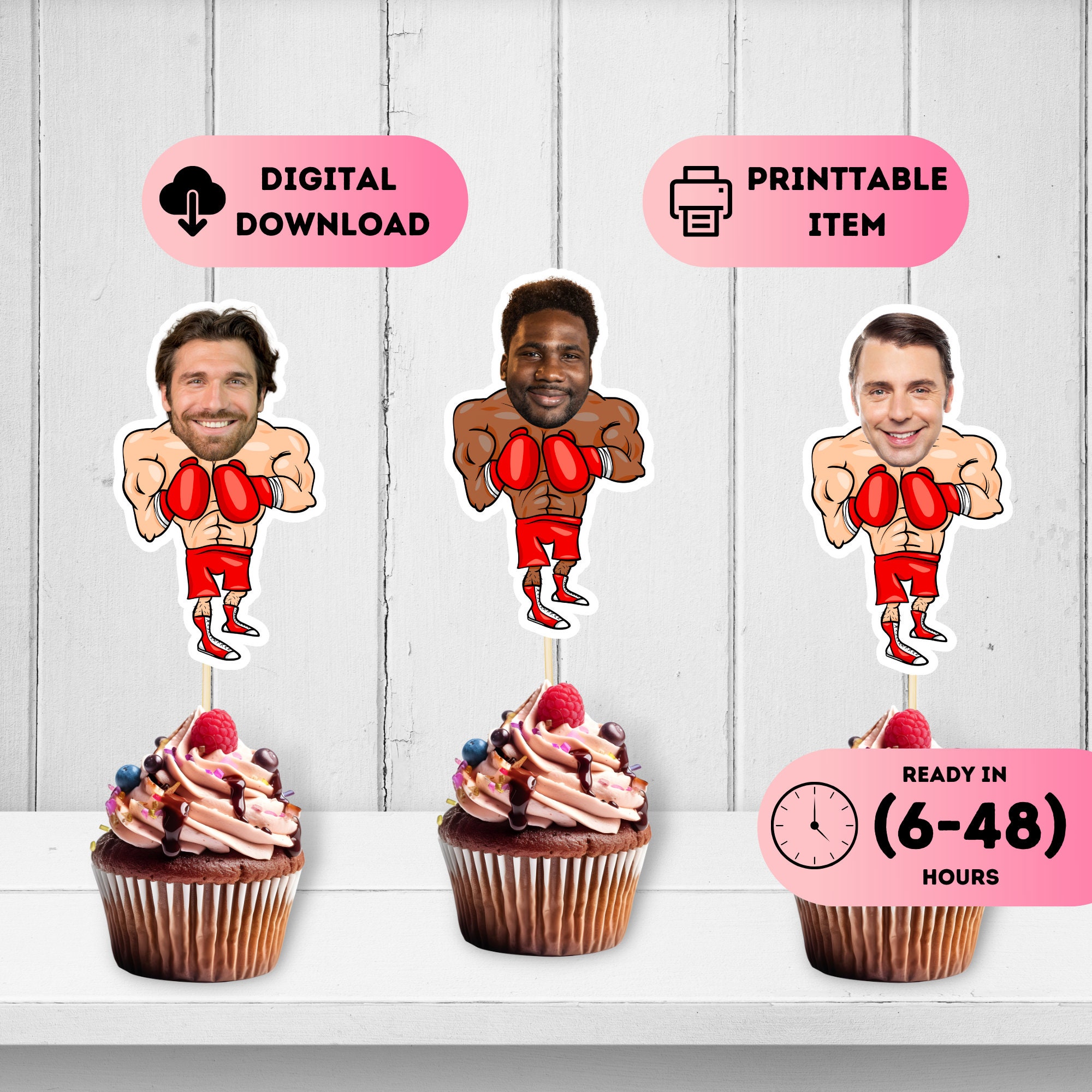 Custom Boxing Face Toppers,boxer Birthday Themed,fighting Party Photo ...