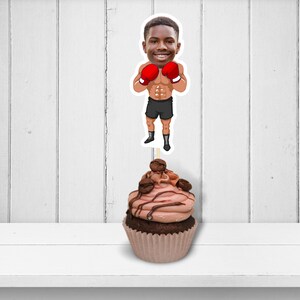 Boxing Head Cupcake Toppers,face Boxer Cake Decal,sports Birthday Theme ...