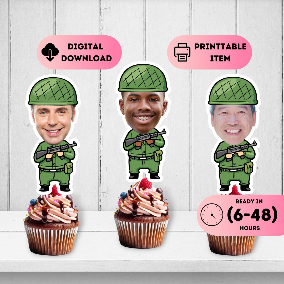 Custom Soldier Cupcake Topper,military Face Cake Decal,green Army Photo ...