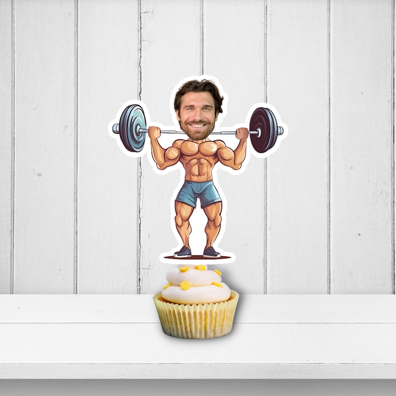 Weightlifter Face Toppers,muscle Man Photo Cupcake Decal,woman ...