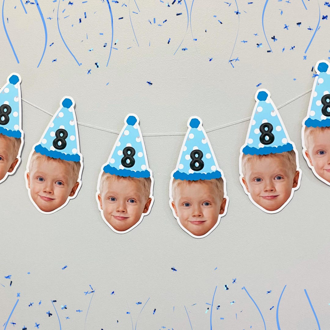 Custom Party Hat Face Banner,photo Garland for Birthday,personalized ...