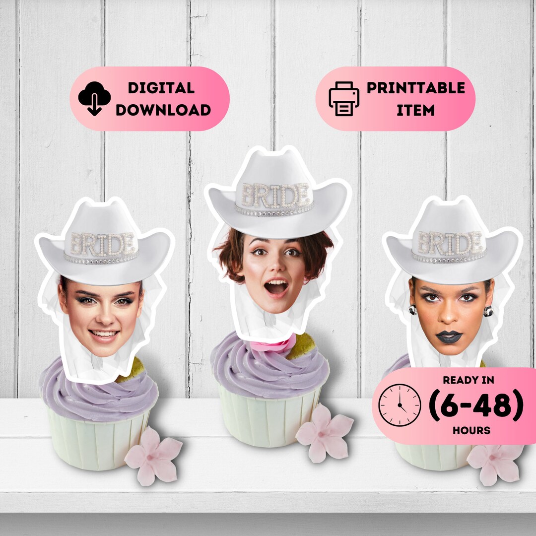 Rodeo Bride to Be Cupcake Toppers,cowboy Wedding Face Cake Decal,funny ...