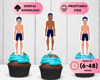 Swimming Cake Topper, Swimming Birthday Cake Topper, Swim Cake Topper ...