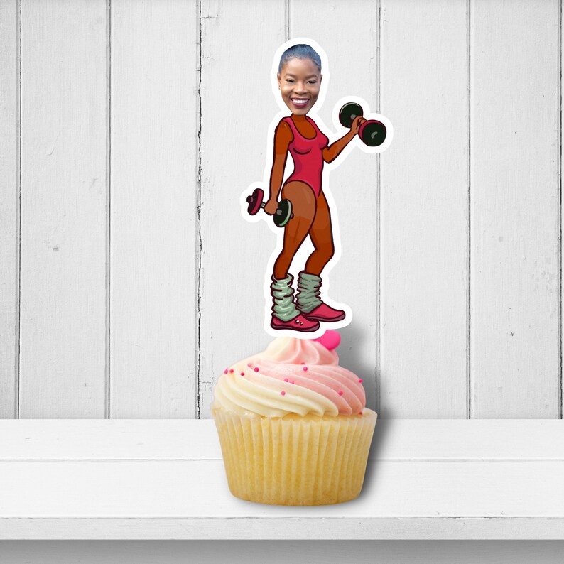 Female Fitness Trainer Cake Toppers,gym Party Themed,crossfit Face ...
