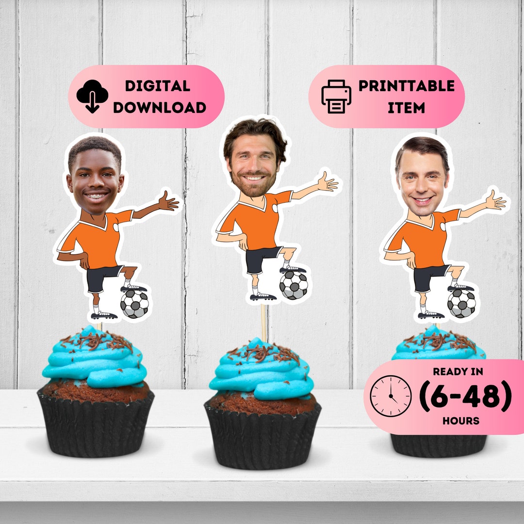 Soccer Face Cake Toppers,custom Football Cupcake Decal,printable Sports ...