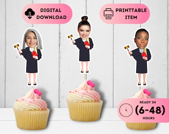 Custom Photo Judge Cupcake Toppers, Custom Photo Topper, Law, Lawyer ...