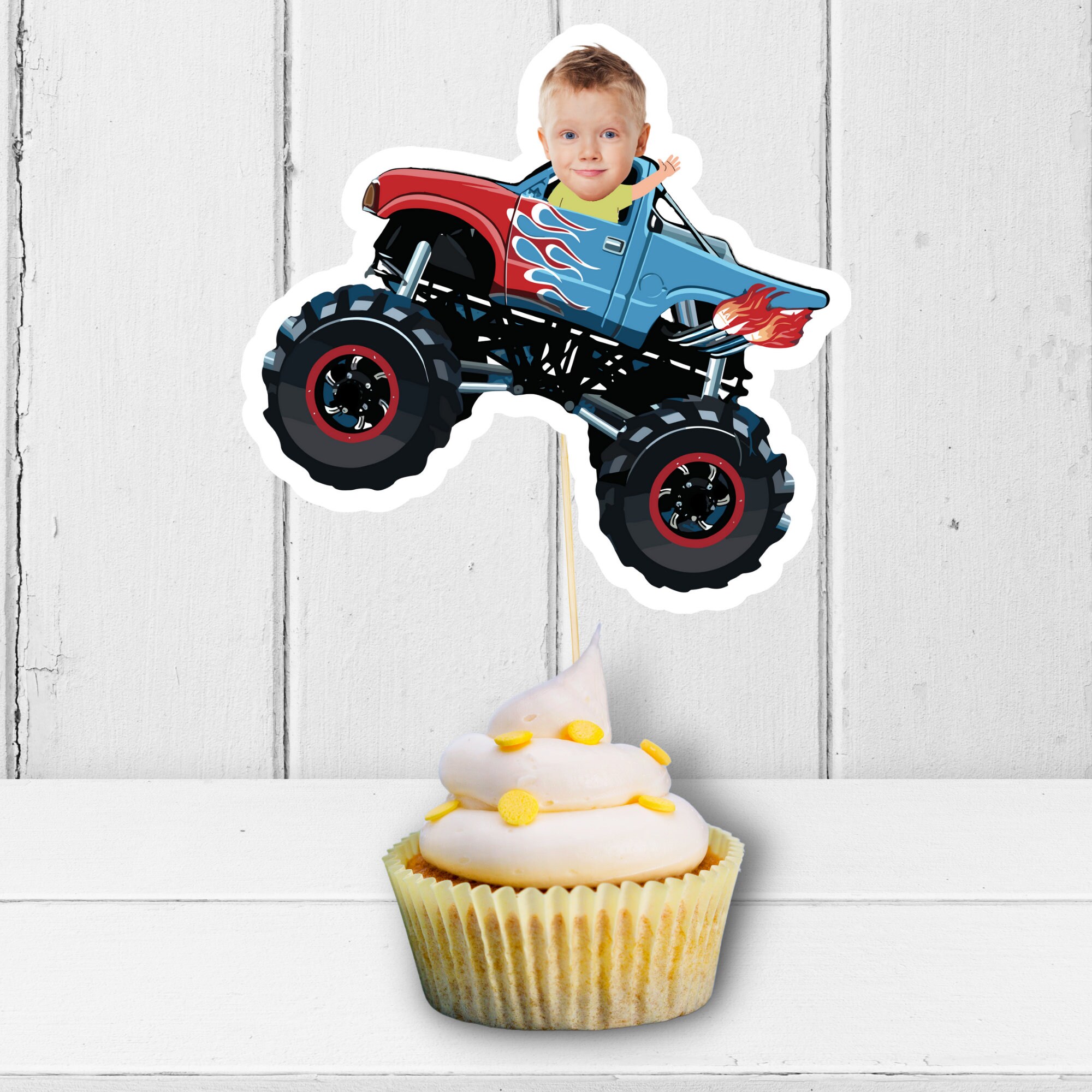 Custom Monster Truck Cupcake Toppers,smash and Crash Birthday Theme ...