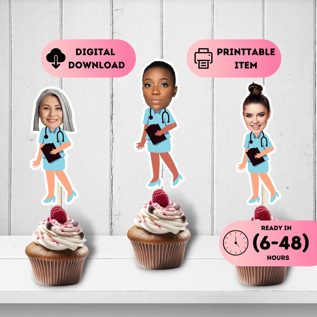 Nurse Custom Face Topper,anesthesiologist Graduate Cupcake Toppers,rn ...