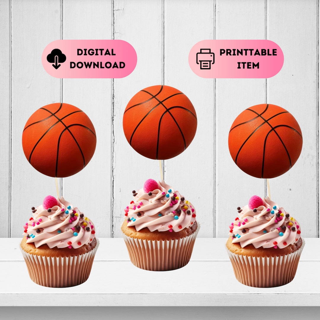 Basketball Cupcake Toppers,sports Party Theme,printable Ball Birthday ...