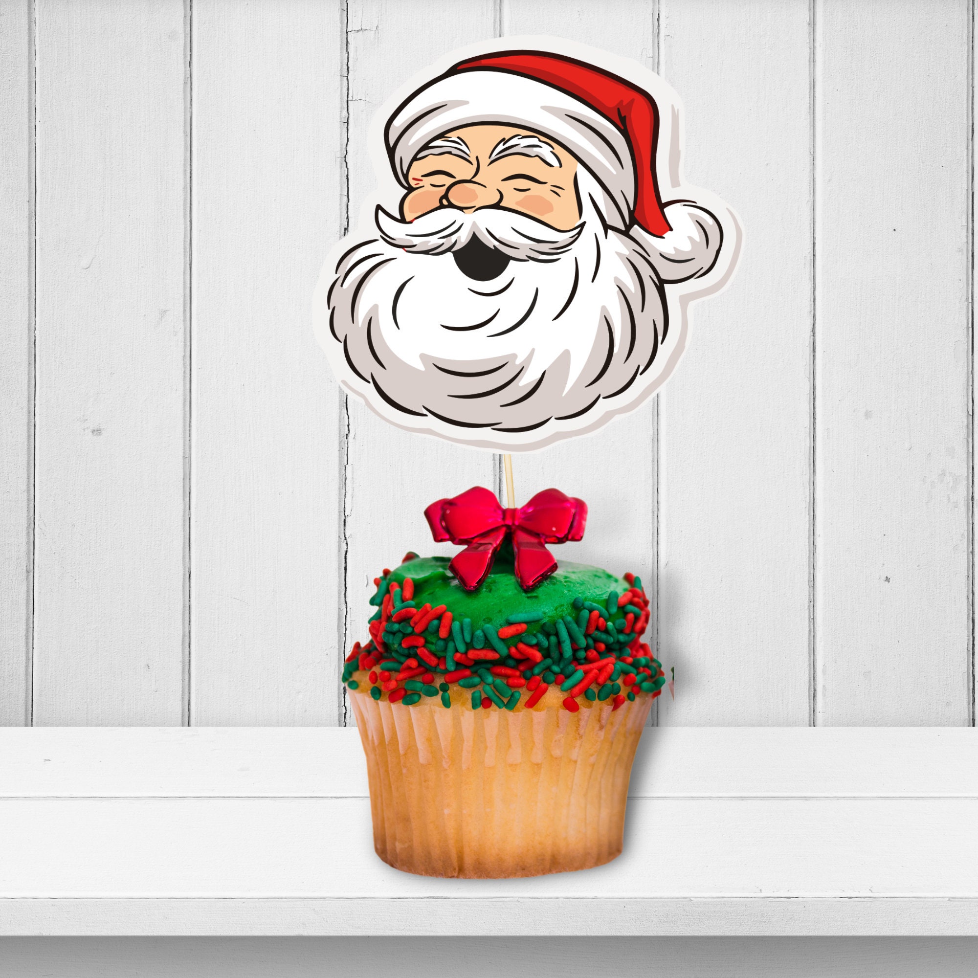 Printable Santa Claus Face Cupcake Toppers,vintage Christmas Cake Decal ...