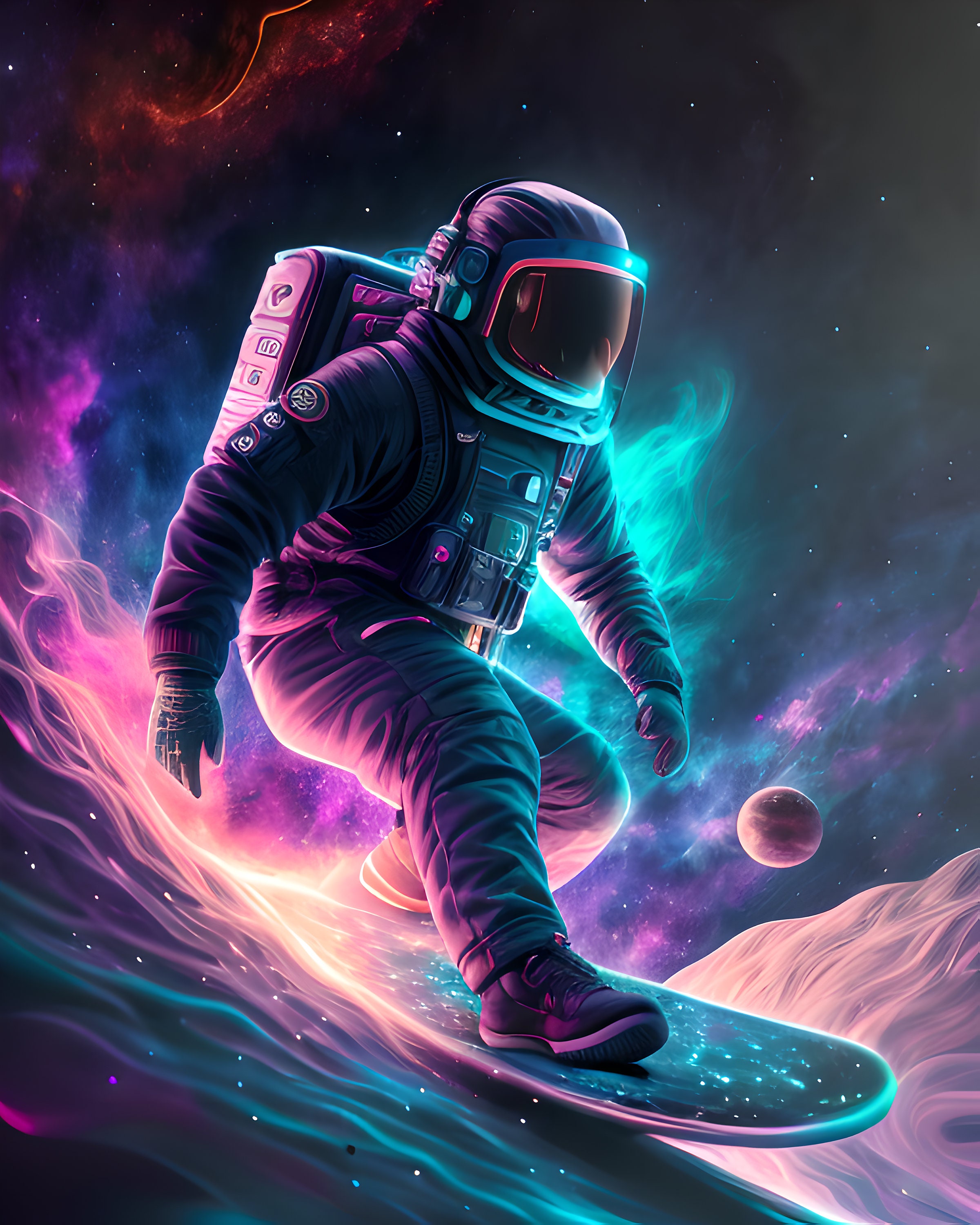 Cool Astronaut Space Surfer Riding Universe Waves - Etsy