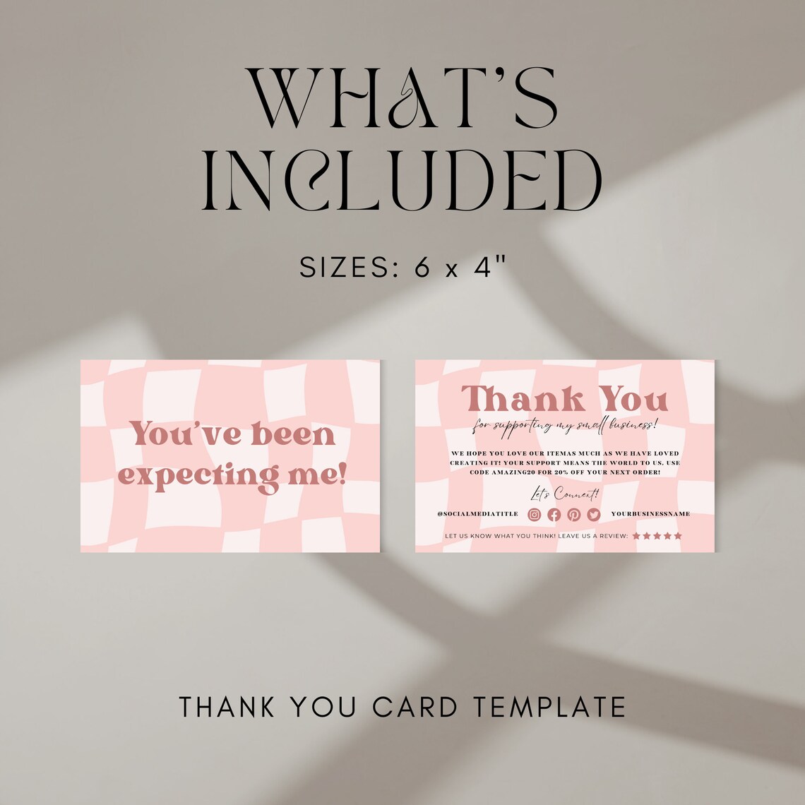 Small Business Thank You Card Retro, Customizable Package Insert Card ...