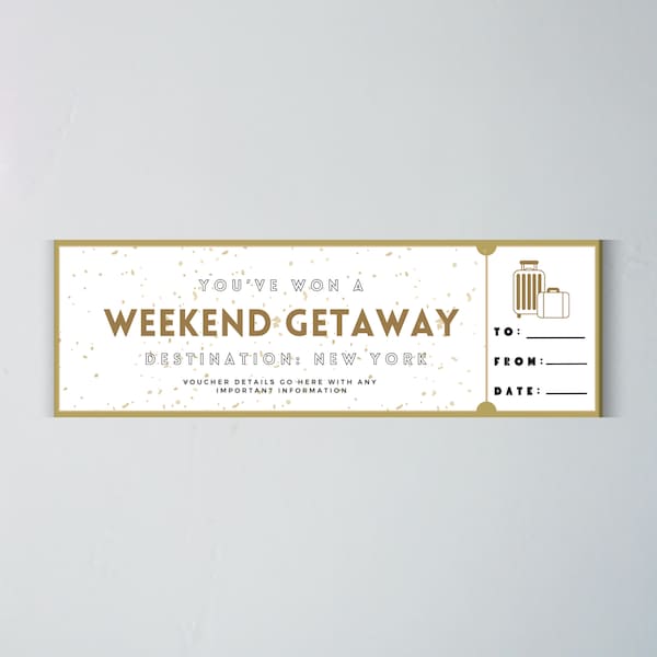 Weekend Away Voucher Template - Etsy