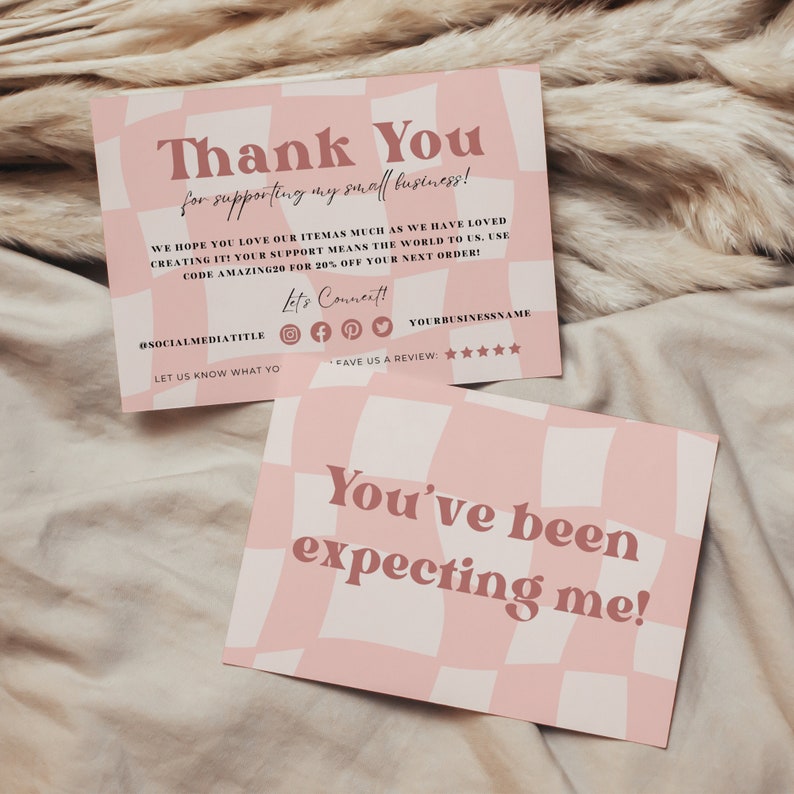 Small Business Thank You Card Retro, Customizable Package Insert Card ...