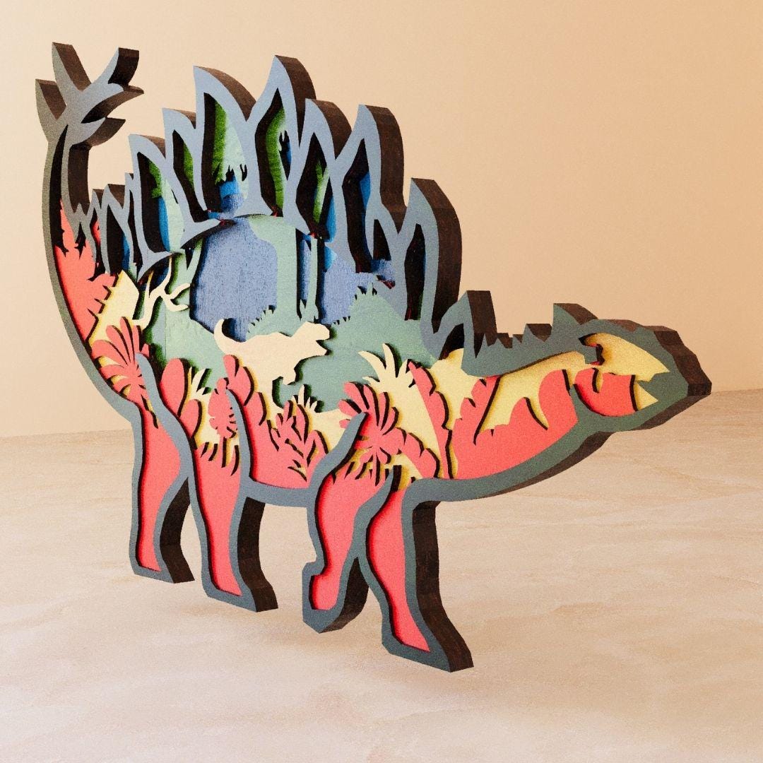 Dinosaur Laser Cut File: 6 Layer Stegosaurus Wood Art (digital Download ...