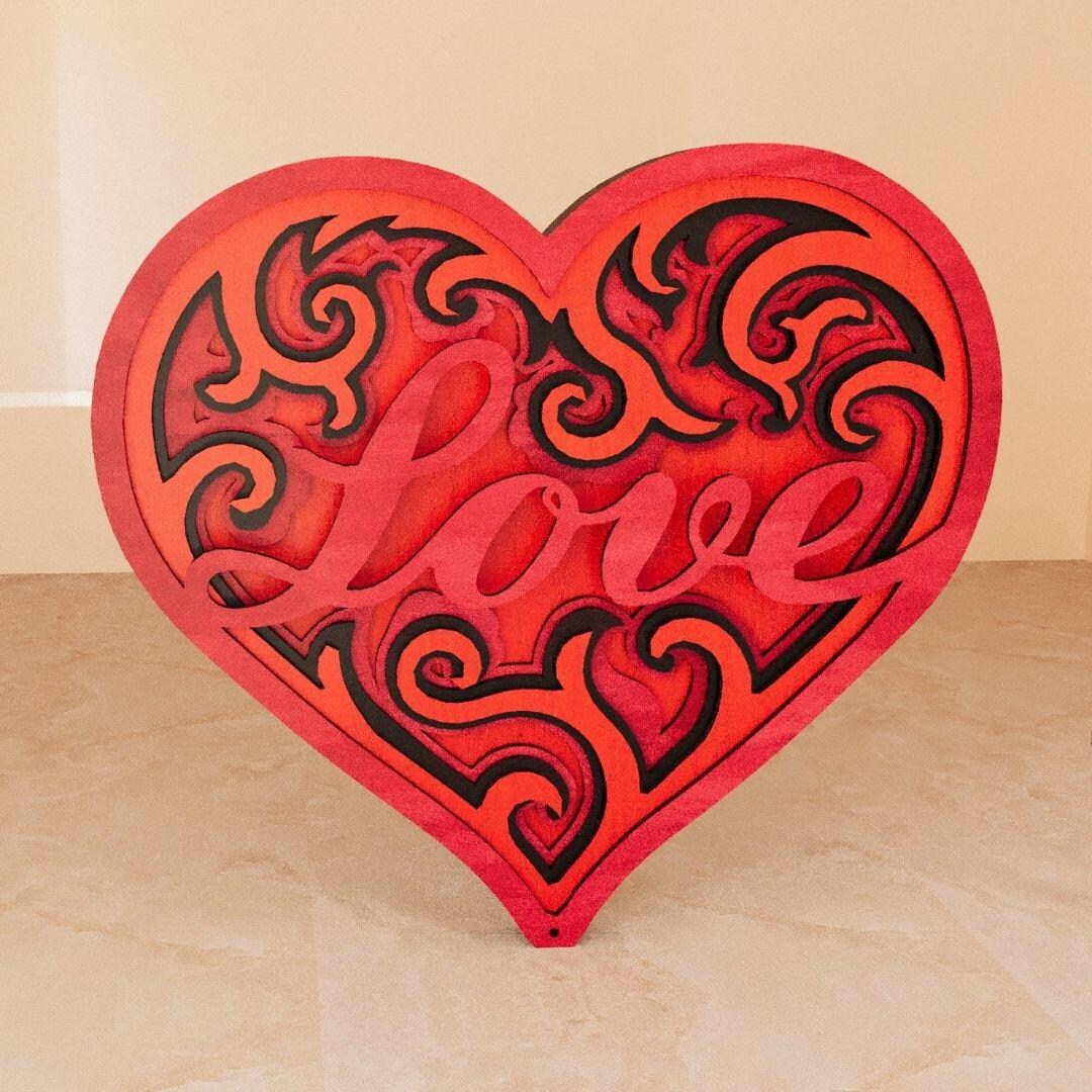 Wooden Love Heart Svg,dxf-laser Lightburn Cut Files-multilayer Art ...