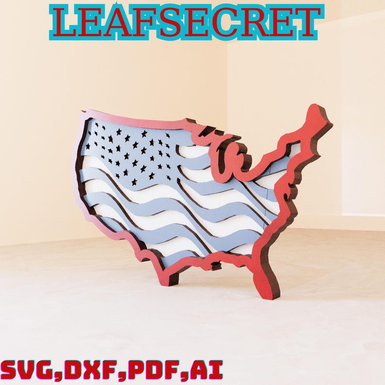 United States America Flag Lightburn SVG, Laser Cut File,3d Layered ...