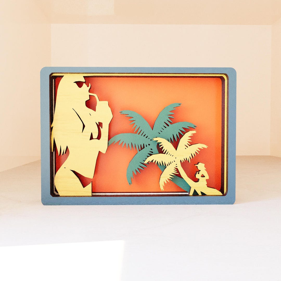 Palm Tree by the Sea Wooden Multilayer,cricut Cut,svg,dxf,multilayer ...