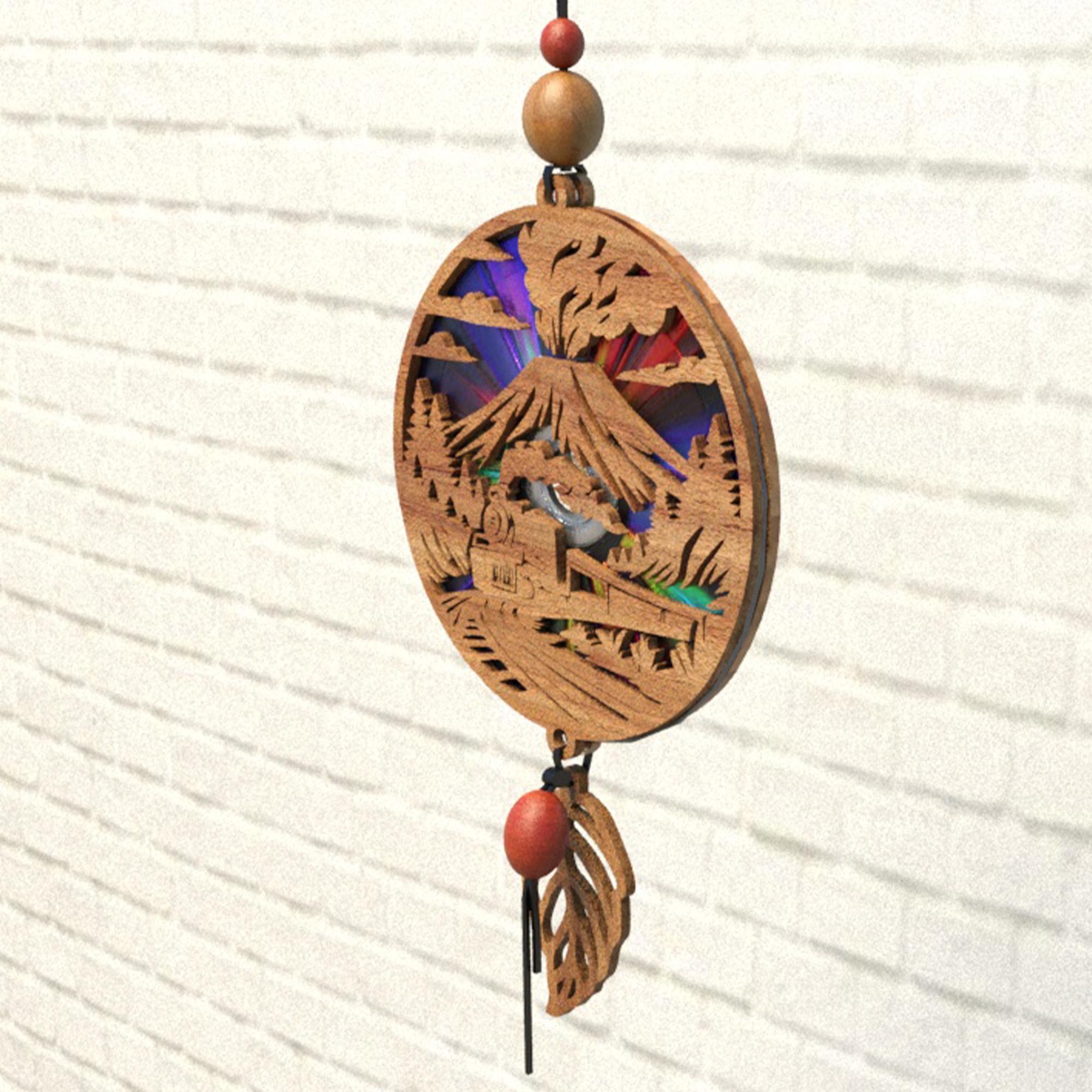 Volcano,train Svg Cnc Template Suncatcher,reflective Cardboard ...