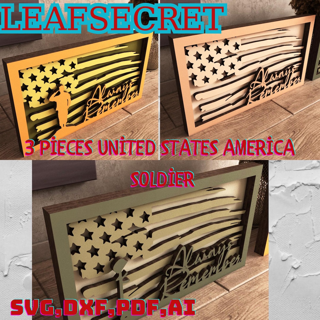 United States America Soldier Lightburn SVG, Laser Cut File,3d Layered ...