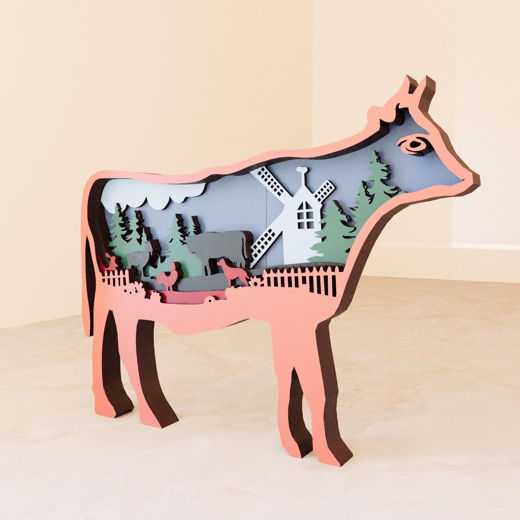 Multilayer Cow SVG: Laser Cut File, Woodworking Pattern (PDF, DXF) - Etsy
