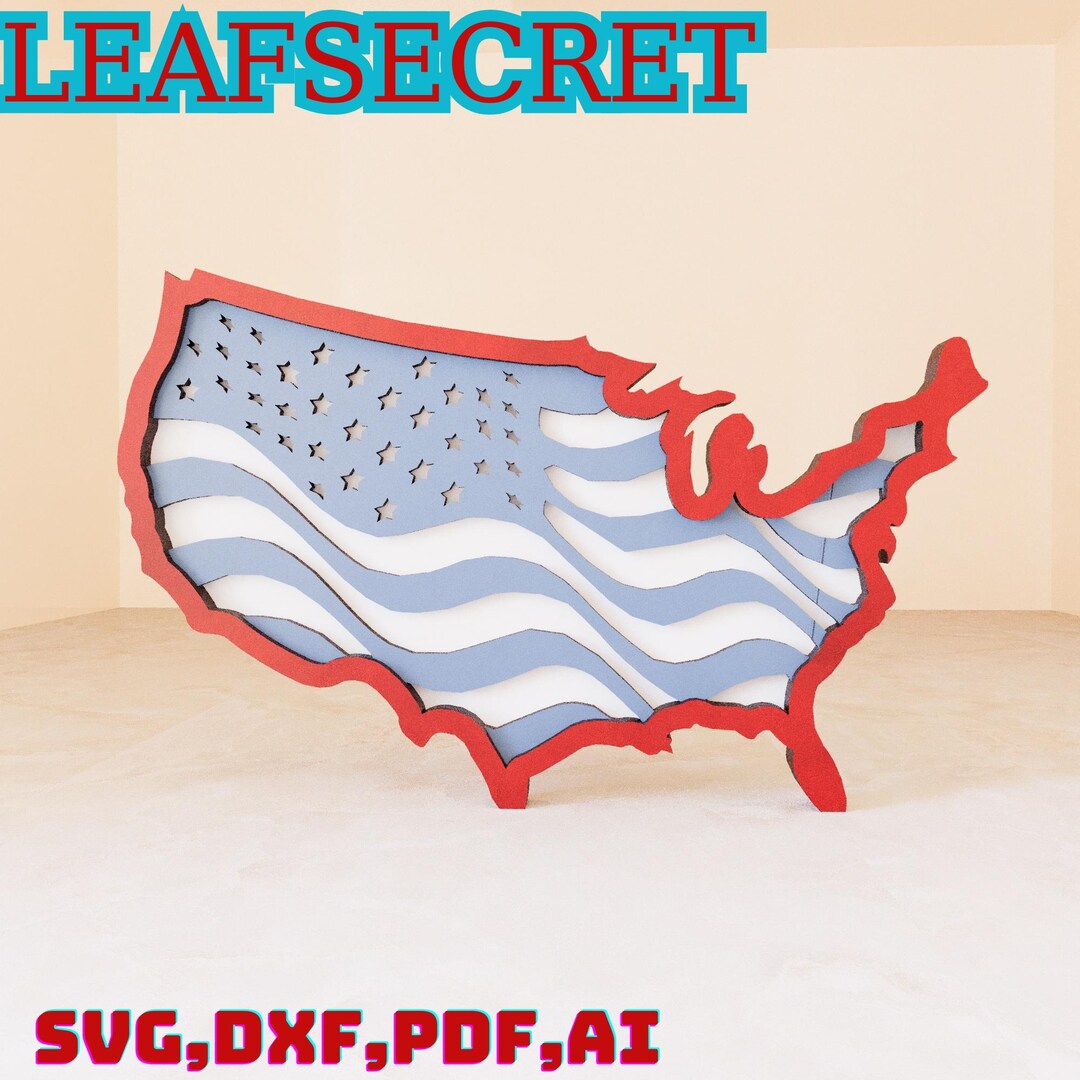United States America Flag Lightburn SVG, Laser Cut File,3d Layered ...