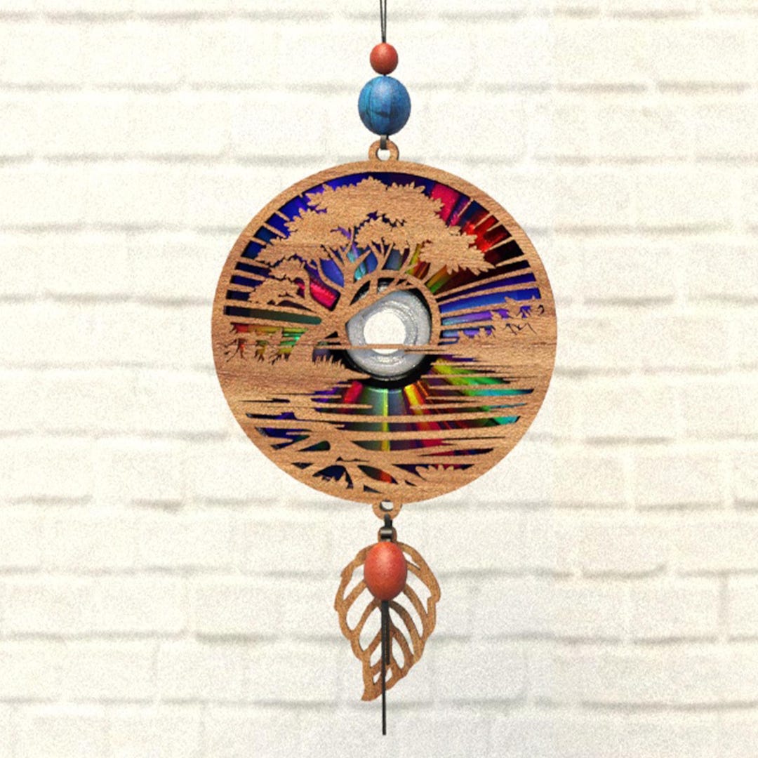 Forest Tree Svg Suncatcher,reflective Cardboard,repurposing Dvds,cd ...