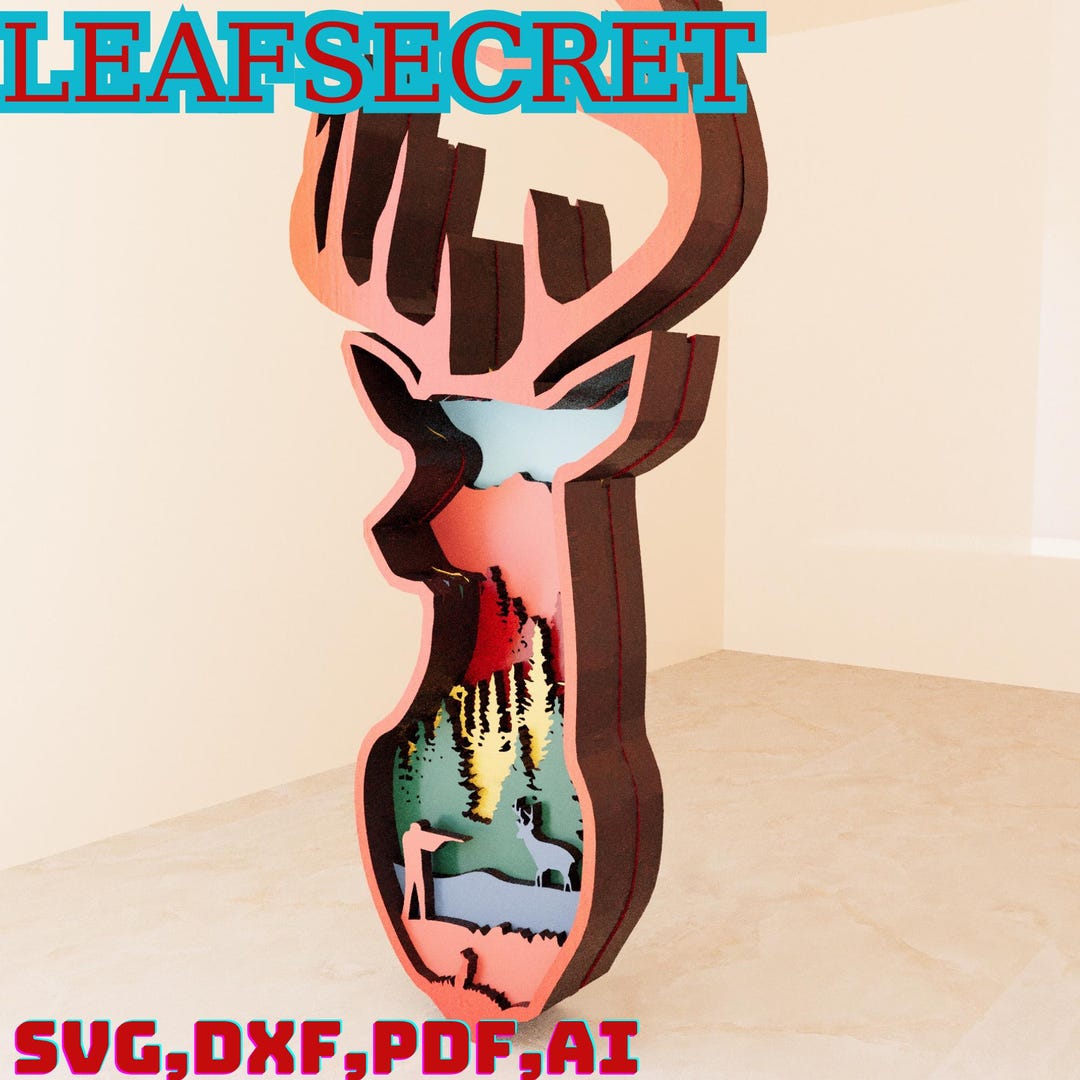 Layered Deer Head Laser Cut File: SVG, DXF, CNC (digital Download) - Etsy