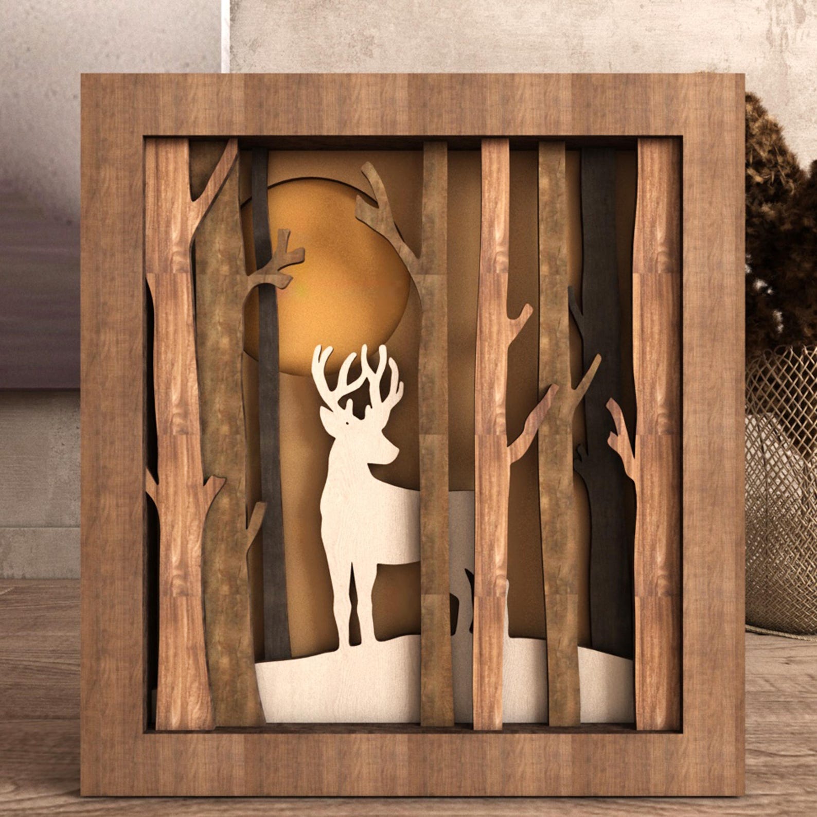 Multilayer Forest Deer Laser Cut File, Glowforge SVG DXF (digital ...