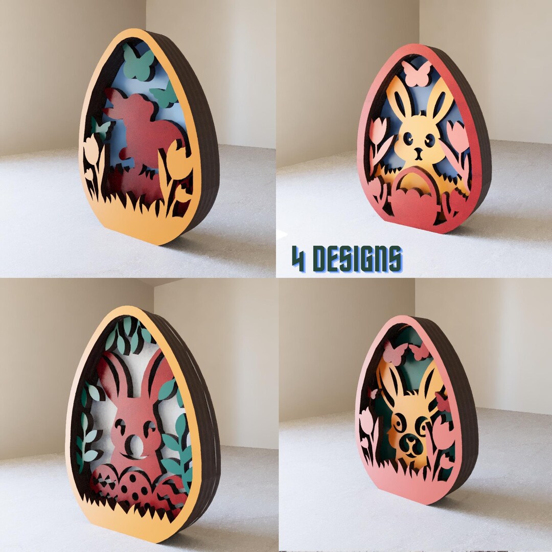 4 Eggs EASTER Laser Cut Files Dxf File for Dxf Cnc and Easter Layered ...