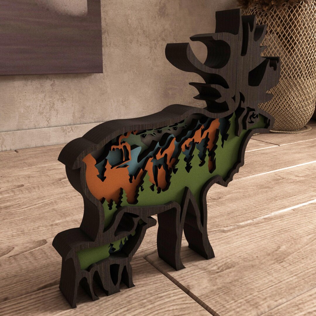 3D Deer With Fawns Laser Cut Files: Multilayer SVG, DWG, AI (digital ...