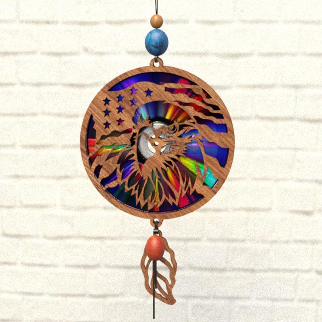 Usa Flag Eagle Suncatcher,reflective Cardboard,repurposing Dvds,cd ...