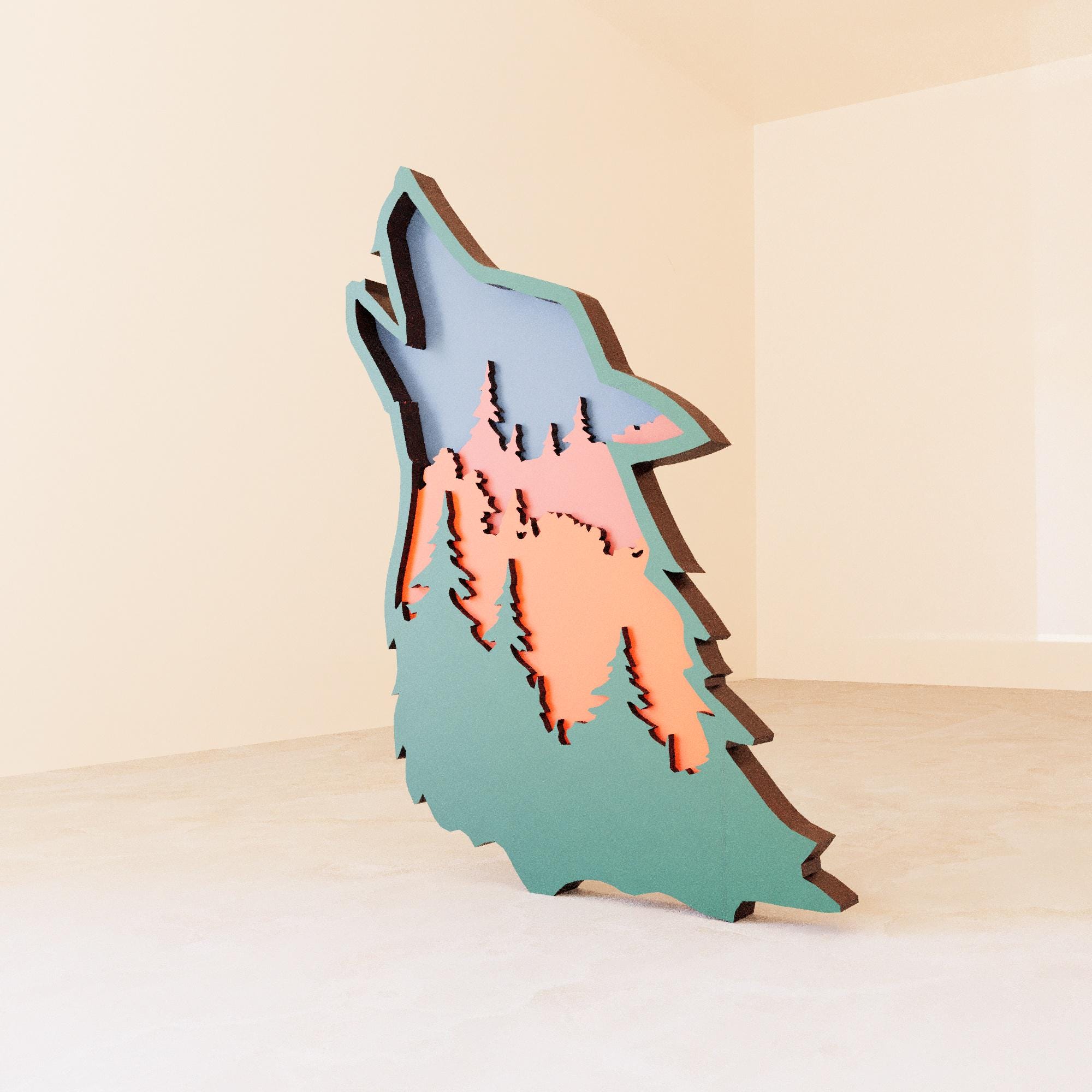 Wolf Laser SVG, Laser Cut File, 3d Shadowbox Wolf Cut File, Layered ...