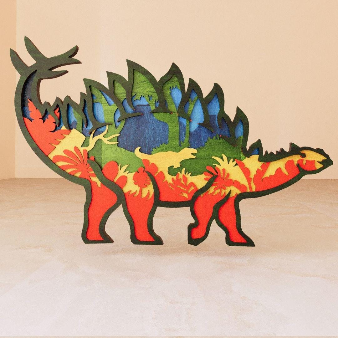 Dinosaur Svg,dxf-laser Cut Files- 6 Multilayer Art Piece for Glowforge ...