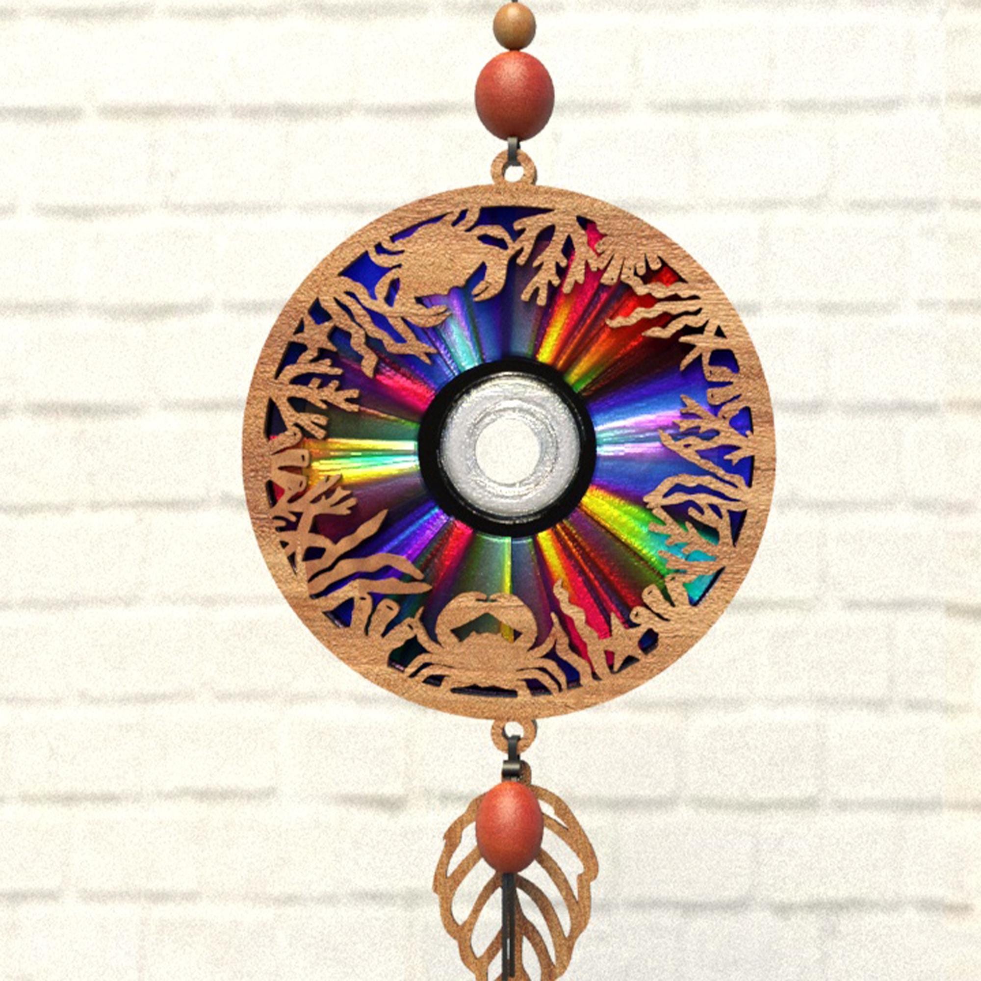 Crab Svg Suncatcher,reflective Cardboard,repurposing Dvds,cd,laser Cut ...