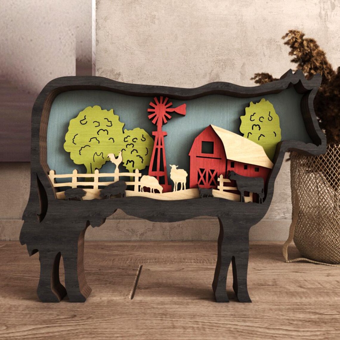 Multilayer Cow Mandala Laser Cut File: Farm Art, Glowforge SVG (digital ...