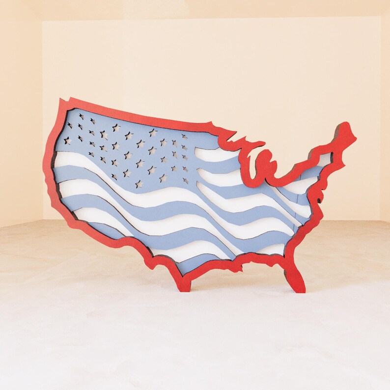 United States America Flag Lightburn SVG, Laser Cut File,3d Layered ...